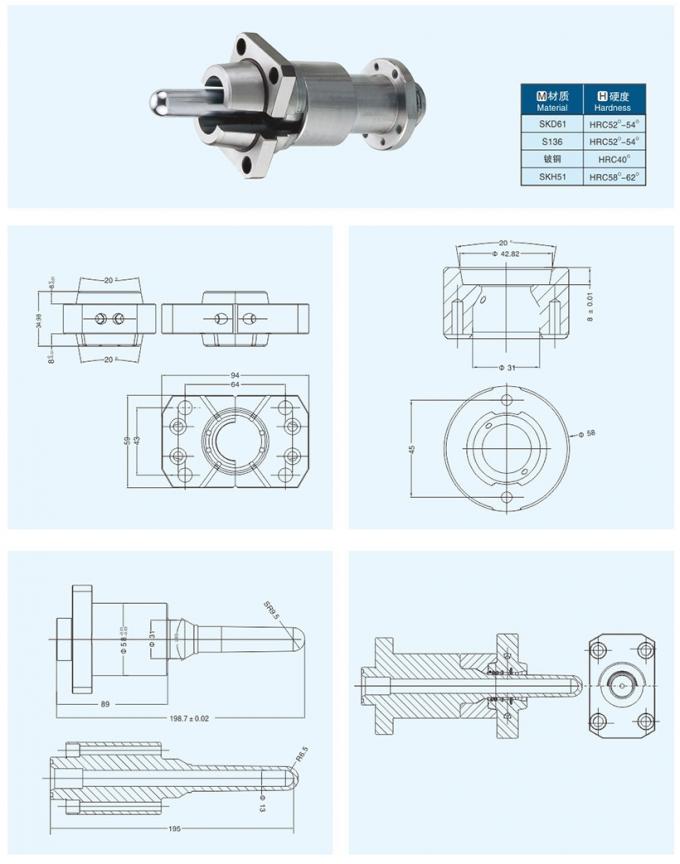SKD61 Plastic Mould Parts Cavity Inserts For Medical Interface Preform ...