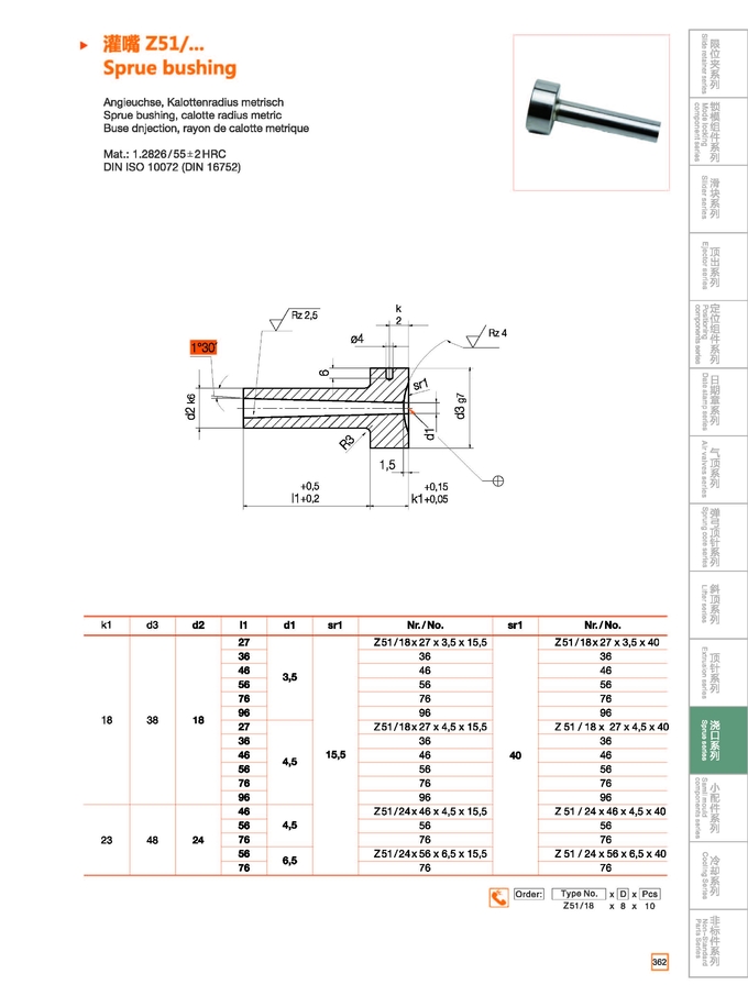 SKD61 Sprue Bushing for Plastic Mould Injection